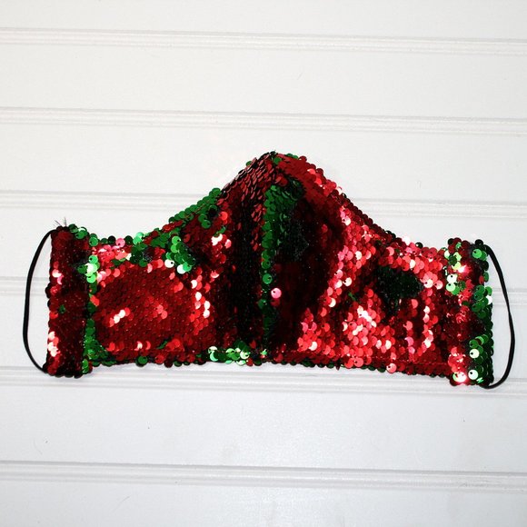 Hand Crafted | Accessories | Handmade Cloth Christmas Sequin Face Mask ...